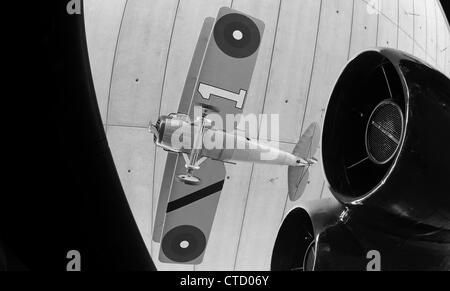 spad biplane framed by B 52 jet engines american air museum duxford ...