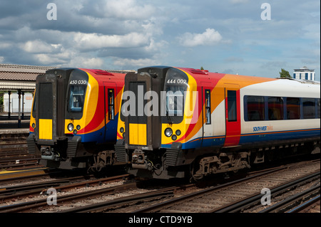 Class 450 and class 444 passenger trains in South West Trains livery at ...