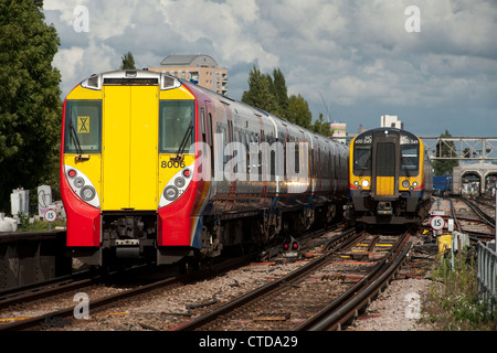 Class 458 juniper passenger train in South West Trains livery waiting ...