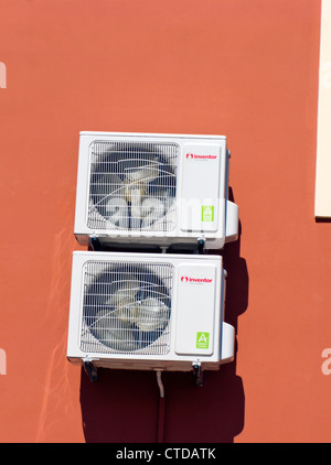 Air conditioning aircon units unit outside building England UK United ...