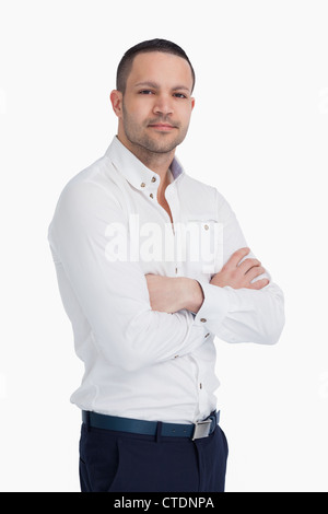 man crossing arms standing in a suit Stock Photo - Alamy