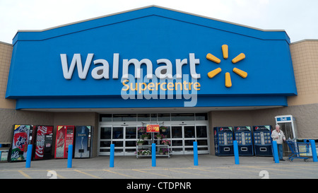 Front view of a Walmart supercentre store exterior sign logo Ontario ...