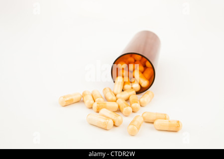 Bottle of medication knocked over Stock Photo - Alamy