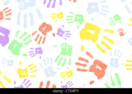 Multi colored handprints Stock Photo - Alamy
