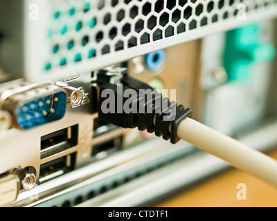 Broadband internet connection cable input socket, port on a network ...