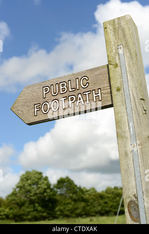 Public footpath right of way sign through cereal crop field Suffolk ...