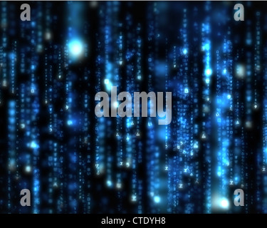 Lines of blue blurred letters falling Stock Photo - Alamy