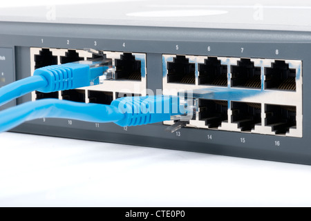 Network switch front panel with 16 ports isolated Stock Photo - Alamy