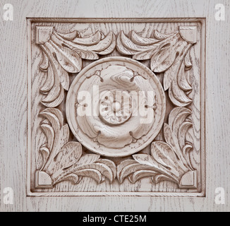 wood carving, floral pattern carved on wooden background. gebyok Stock ...