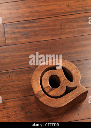 e-mail symbol on wooden background with copy space Stock Photo - Alamy