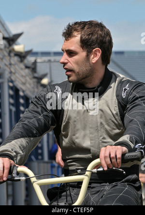 Kelvin Fletcher, actor in Emmerdale at Rockingham Circuit while taking ...
