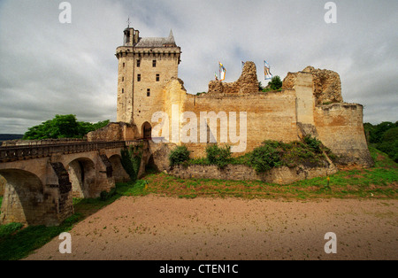 Castle Chinon, Loire, France. July 2012 The Medieval Castle with ...