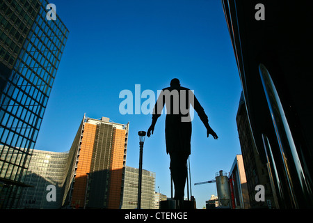 Statue of a man going fronting the EU Lex building in Brussels Stock ...