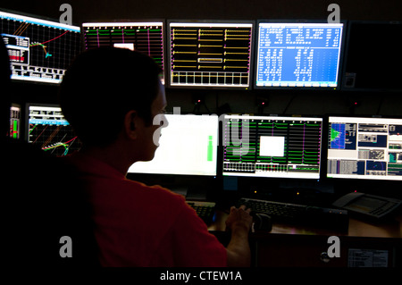 computer screens at the Instrument room of the seismic vessel Ocean ...