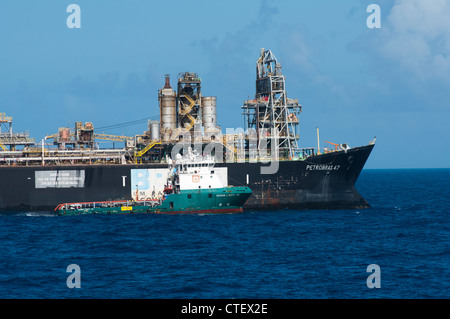Oil rig FPSO P47, working Offshore Rio de Janeiro state, Campos basin ...