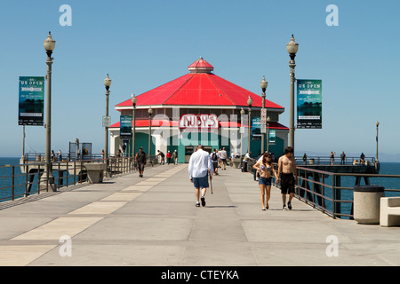 A sign at Huntington Beach California for Ruby's restaurant at the end ...