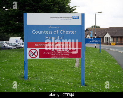 Countess of Chester Hospital signs at various locations on the site ...