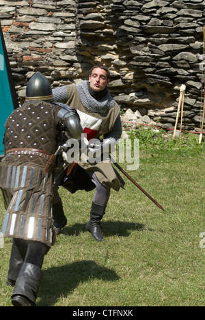 Bezdez castle, Czech republic, armored knights fighting on show Stock ...