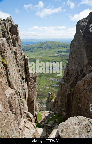 Climbers ascending Gully, Tryfan, Snowdonia Stock Photo - Alamy