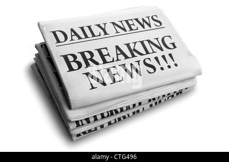 breaking news headline on newspaper background Stock Photo - Alamy