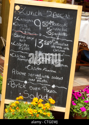 Handwritten Menu Board outside cafe Stock Photo - Alamy