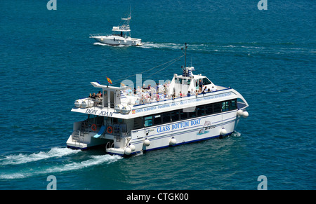 don joan catamaran glass bottom boat leaving mahon for a trip round the ...