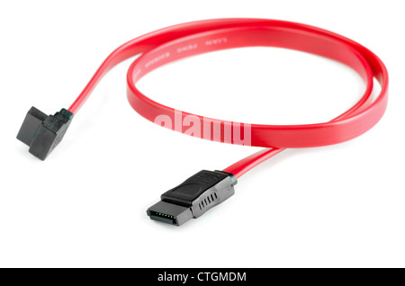 Black SATA data cable isolated on white background Stock Photo - Alamy