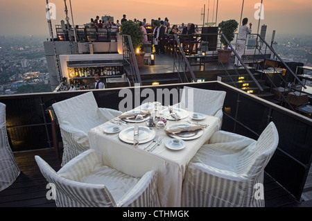 Banyan Tree Rooftop Vertigo & Moon Bar, Restaurant, , Bangkok , Thailand. View of the city ...