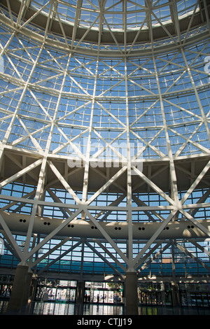 The lobby of the Los Angeles Convention Center as seen from the second ...