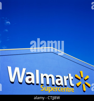 Exterior view of Walmart Supercentre Store and people with shopping ...