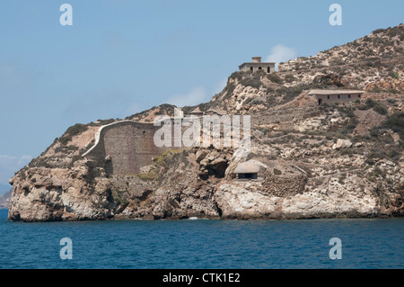 Coastal fortifications on a cliff at entrance to Cartagena Harbour in ...
