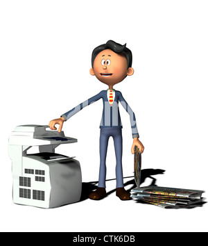 Cartoon businessman and copy machine Stock Photo - Alamy