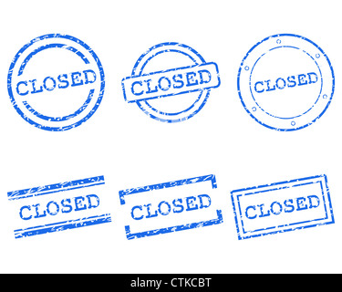 closed blue grunge vintage stamp isolated on white background Stock ...