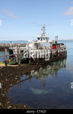 Isle of Eriskay, Scotland. The MV Loch Alainn (Barra to Eriskay Calmac ...