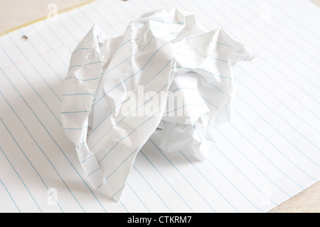 Crumbled paper ball trash close up over white background Stock Photo ...