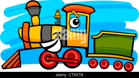 Cartoon Illustration of Funny Steam Engine Locomotive or Puffer Belly ...