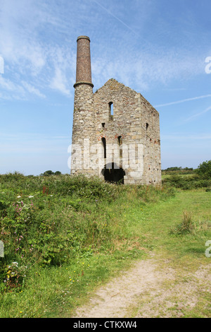An old ruined Cornish mine building and rail trackbed near Caradon Hill ...
