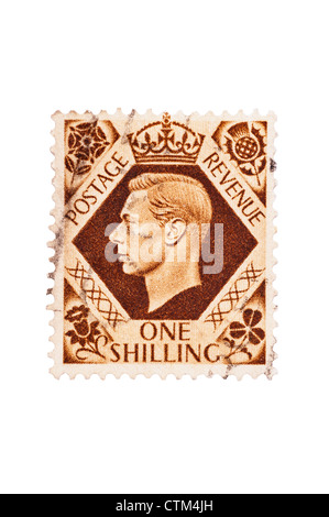 A King George V One Shilling brown used postage stamp of 1934-36 issue ...