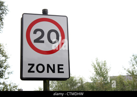Twenty's Plenty. 20 mph speed limit sign in a residential area of Stock ...