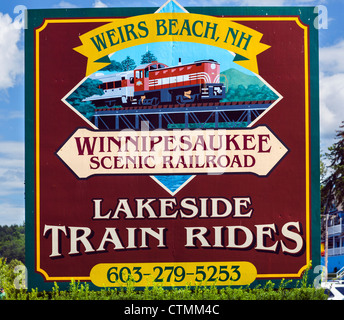 Lakeside train ride in Weirs Beach on Lake Winnipesaukee, Lakes Region ...