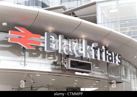 Entrance to Blackfriars London railway and Underground Tube station on ...
