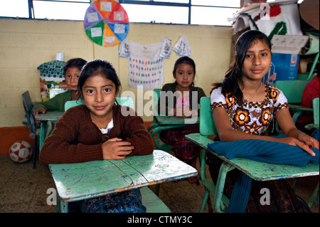 Maya girls at school in Guatemala Stock Photo - Alamy