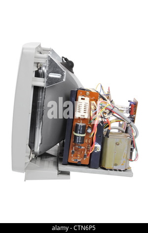 Broken CRT computer monitor isolated with clipping path Stock Photo - Alamy