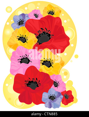 Pink purple poppy botanical flower. Wild spring leaf isolated ...