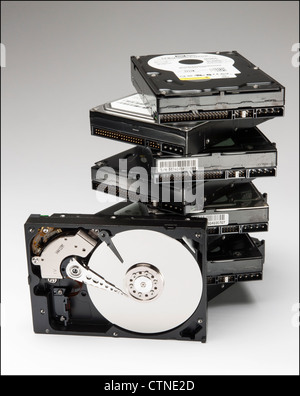 Hard Drive Mechanism and Details of the Platters, Arm and Spindle Stock ...