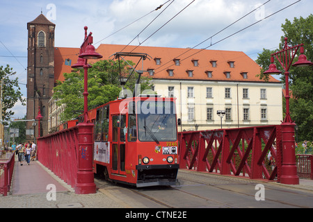 Wroclaw Tram on Most Piaskowy Bridge Poland Stock Photo - Alamy