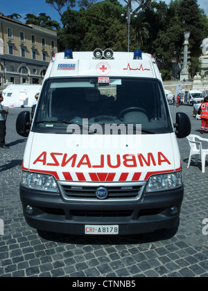 A Fiat ambulance, commonly seen in Rome, is designed for emergency ...