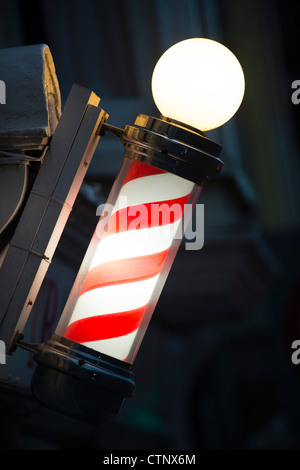 red and white striped barbers pole, Uppingham, Rutland, England, UK ...