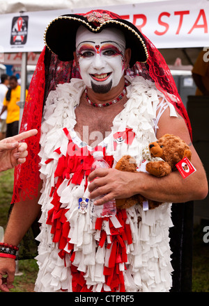 A man dressed in drag at the Queens Pride Parade in Jackson Heights ...