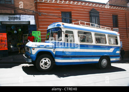 A bus in downtown La Paz, public transport in Bolivia Stock Photo - Alamy